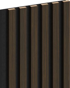 Mexen Lam-F, akustické stěnové lamely 275 × 30 cm, plstěný podklad 8 mm, technická dýha, ořech pálený, S105-275307-3015-024