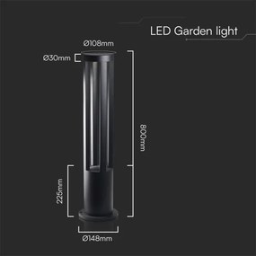 LED Venkovní lampa LED/10W/230V 3000K IP65 80 cm černá