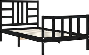 vidaXL Rám postele s čelem 100 x 200 cm masivní dřevo [3191965] Barva: Černá