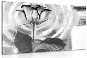 Obraz růže na malířském plátně v černobílém provedení - 120x80 cm | BIANO