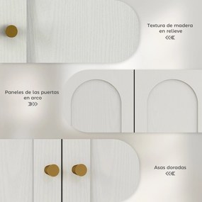 HOMCOM Koupelnová nástěnná skříňka s regály, 2 dveře s obloukovým designem a zlatými úchyty, 60x20x60 cm, bílá