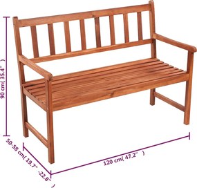 vidaXL Marketos Zahradní lavice s poduškou 120 cm masivní akáciové dřevo