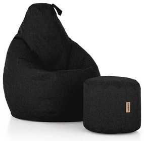 SakyPaky sedací set Hruška s taburetem tmavě šedý melír