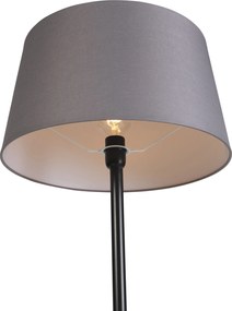 Stojací lampa černá s lněným stínítkem tmavě šedá 45 cm - Simplo