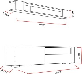 Televizní stolek s policí Arya White and Cordoba