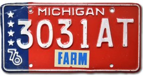 Americká SPZ Michigan Stars Farm 3031AT front