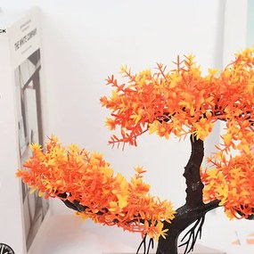 Bytová dekorace - umělá bonsaj v květináči Barvy: Oranžová