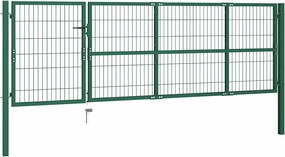 Zahradní plotová branka se sloupky 350 x 100 cm ocelově zelená 142569