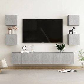 7dílný set TV skříněk betonově šedý kompozitní dřevo 3079081