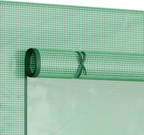 Skleník Outsunny, 200 x 76 x 168 cm, fóliový skleník s rolovacími dveřmi, skleník, domek na rajčata s bočním oknem, PE síťová fólie, zimní skleník pr…