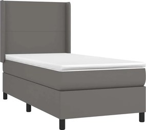 Box spring postel s matrací šedá 80 x 200 cm umělá kůže 3132349