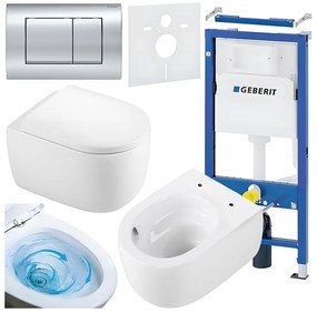 BPS-koupelny Podomítkový modul Geberit DuoFix s WC mísou LE-WH-TR-02 + ovládací tlačítko Delta 30 chrom