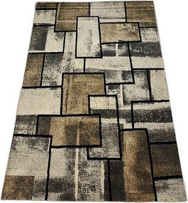 HU Moderní koberec Gallery v hnědé, béžové a šedé barvě s kostkovaným vzorem Rozměr: 60x110 cm