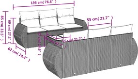 7dílná zahradní sedací souprava s poduškami šedá polyratan 3253447