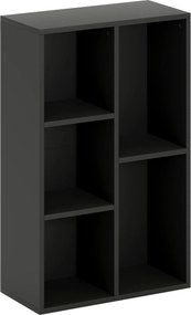 HOMCOM Knihařka, 2-patrová úložná police se 5 oddíly, do obývacího pokoje, ložnice, kanceláře, 50 x 24 x 80 cm, černá