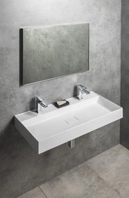 Sapho Sapho, GODIVA umyvadlo, litý mramor, 96x44cm, 2 otvory pro baterie, bílá, GU096-2