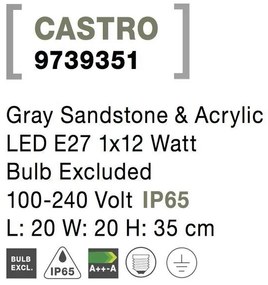 Nova Luce Venkovní sloupkové svítidlo CASTRO, E27 1x12W IP65 Barva: Šedá