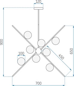 Toolight, stropní svítidlo 8xG9 APP998-12CP, bílá-zlatá, OSW-05553