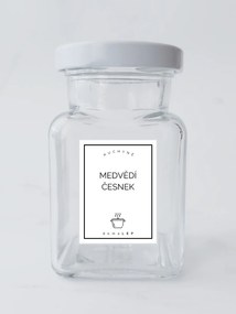 Samolepka na kořenky MEDVĚDÍ ČESNEK bílá 3 × 4 cm základní písmo