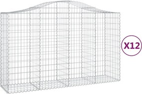 Klenuté gabionové koše 12ks 200x50x120/140cm pozinkované železo 3145671