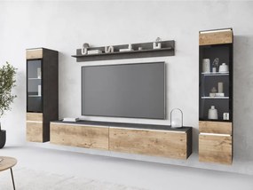 Nábytek do obývacího pokoje Sawoti II, Barva: matera / breslau kaštan, Osvětlení: osvětlení LED - bílé