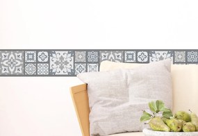 Samolepící bordura na zeď Šedá Patchworková Mozaika | 5 m x 13.8 cm | DWB8459