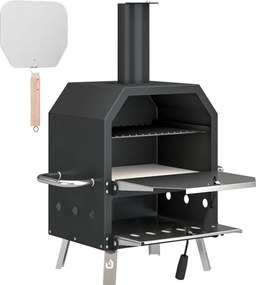 Venkovní pec na pizzu Pec na pizzu na dřevo nerezová dvouúrovňová pec s 1 cm silným pizza kamenem sklopná noha
