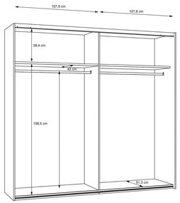 Designová 220 cm šatní skříň Kessie