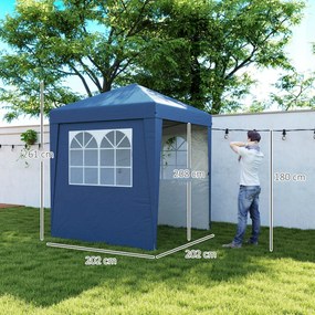 Skládací zahradní altán Outsunny 2 x 2 m s nastavitelnou výškou, 3 úrovně, Anti-UV 30+, 3 boční stěny s 4 pískovými sáčky a 1 taškou na přenášení, tma