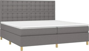 Box spring postel s matrací a LED tmavě šedá 200x200 cm textil 3135782