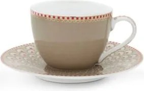 Pip Studio Floral Espresso šálek s podšálkem khaki 120ml
