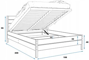 INTERBEDS postel 180x200 dřevěný kovový zvedací rošt Continental Matrace