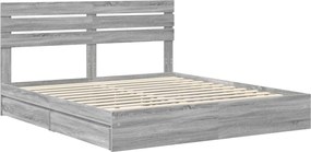 Postel s úložným prostorem se zásuvkou Šedá Sonoma 200 x 200 cm 3411548