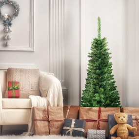 Costway 135 cm úzký vánoční stromek s teplými bílými LED světly umělý vánoční