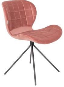 OnaDnes -20% Růžová sametová jídelní židle ZUIVER OMG