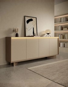 Velká komoda Semi B 204 cm 4D LED cappuccino bolivar přírodní