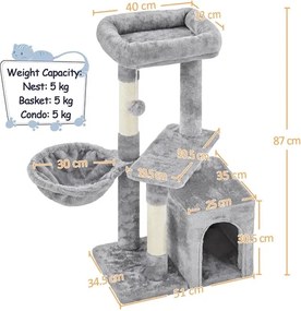 Škrabadlo pro kočky Yaheetech – světle šedá, 87 cm (256101396036)
