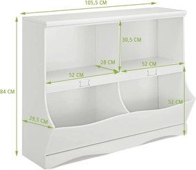 Costway Úložný stojan s kontejnery Stojan na hračky pro děti, bílý