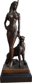 Kleopatra s panterem – bronzová figurální soška