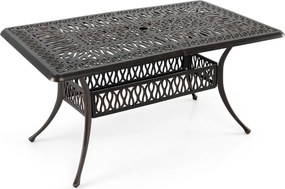 Costway Zahradní stůl s otvorem na slunečník vyrobený z litého – 151 × 91 cm
