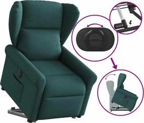 Elektrické zvedací polohovací křeslo tmavě zelené textil 3303400