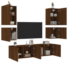 6dílná obývací stěna hnědý dub kompozitní dřevo - Default Title