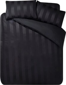 Černé saténové povlečení na dvoulůžko 220x230 cm So Soft Satin Stripe – Catherine Lansfield