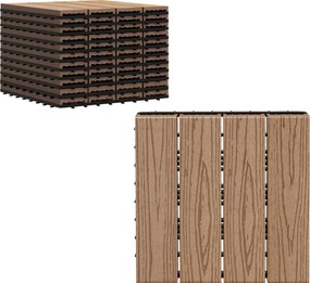 Terasy dlaždice Outsunny - Propojitelné deckové dlaždice - Sada 11 ks, Max. plocha 1,0 m² - Snadná instalace, rozměr 30 x 30 cm | Aosom