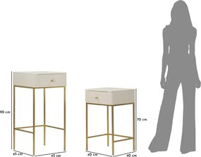 Sada odkládacích stolků Waverly 45 cm krémová