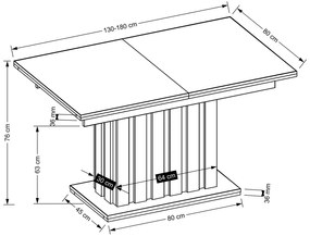 Jídelní stůl Lamello, dub artisan / černá