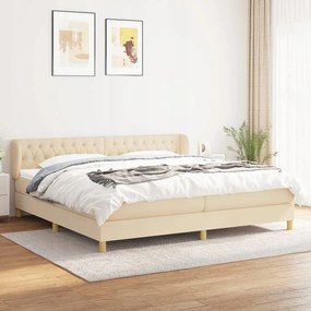 Box Spring Postel S Matrací Textil Krémová Prošívaný design 200 x 200 cm
