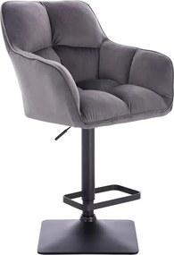 LuxuryForm DESIGN Barová židle AMALFI VELUR na černé hranaté podstavě - tmavě šedá