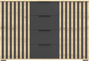 IDZ Komoda WERONA 2D4S 26, 135 cm Dub Artisan/Černá
