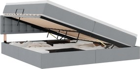 Postel s úložným prostorem a matrací Světle šedá 200 x 200 cm 3370656